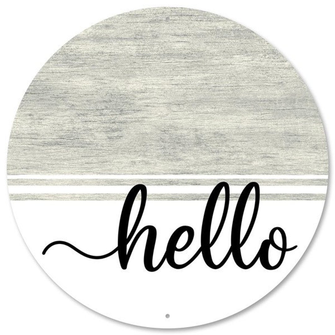 Metal Hello Sign Round Hello Sign Sign for Wreath Hello - Etsy