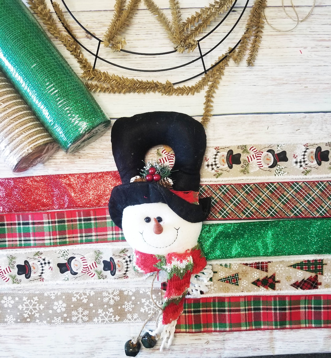 Snowman Wreath Kit, Christmas Wreath Kit, Easy Wreath Making Kit for ...