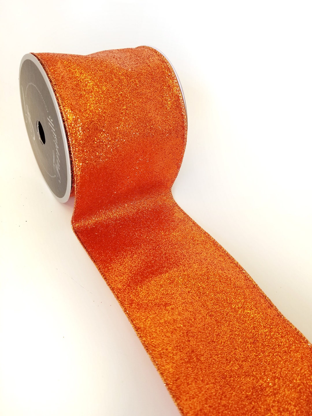 Wired Orange Glitter Ribbon, Orange Ribbon for Halloween and Fall ...