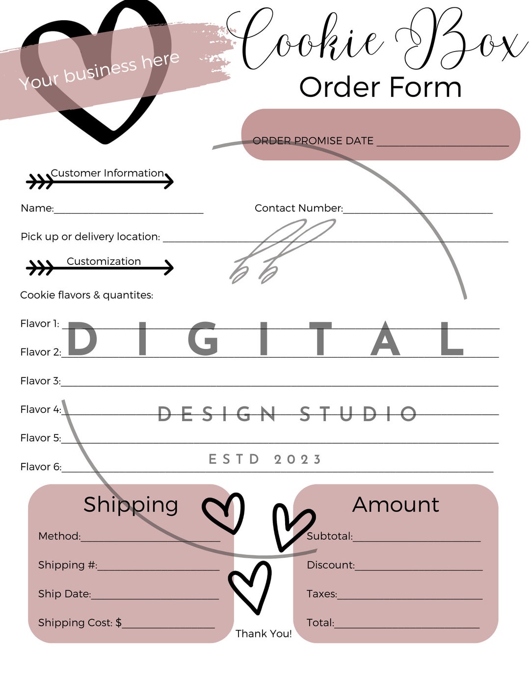 Cookie Box Order Form- Editable! - Etsy