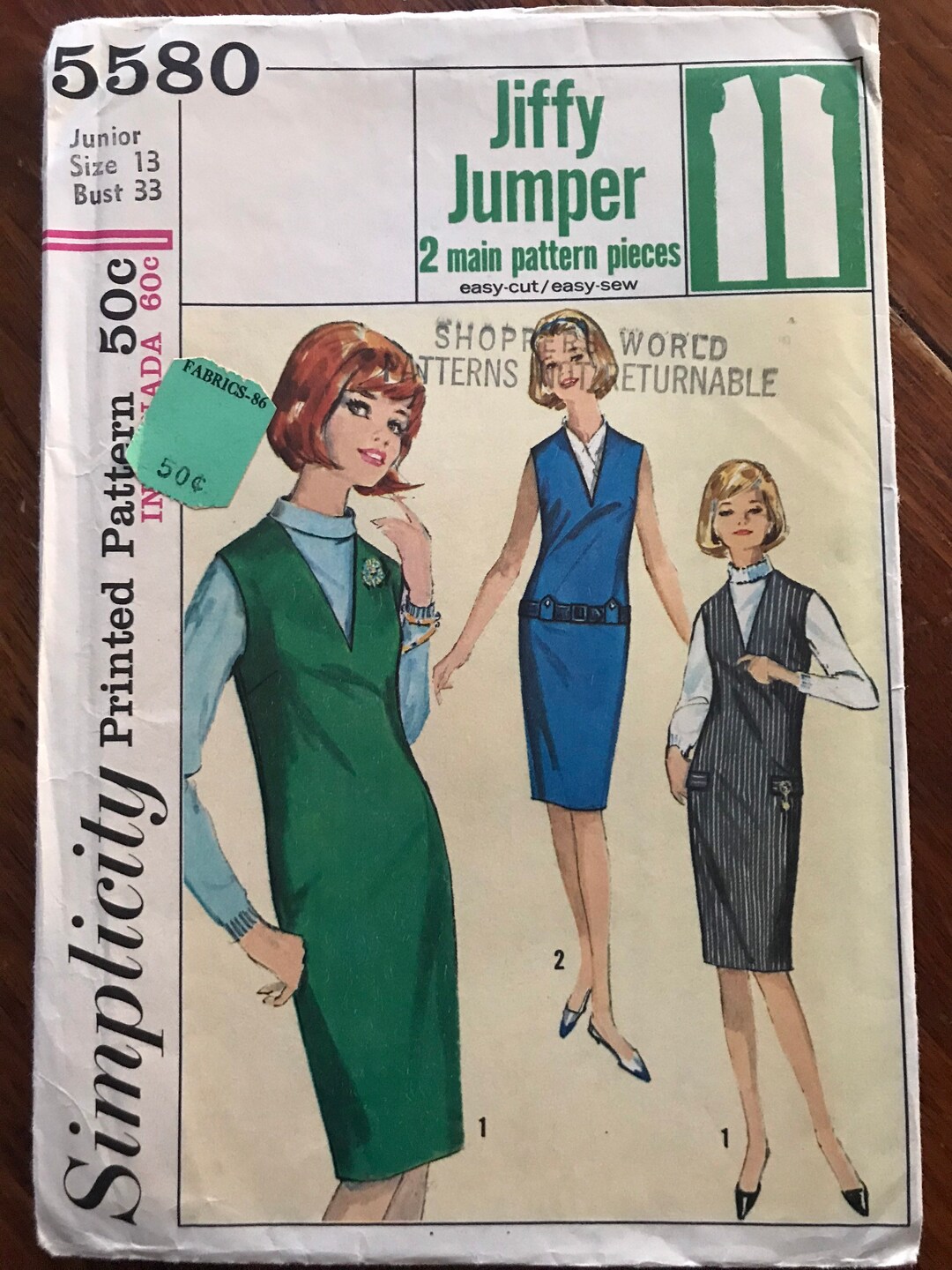 1964 Simplicity Pattern No. 5580: Jiffy Jumper in Teens' and Juniors ...
