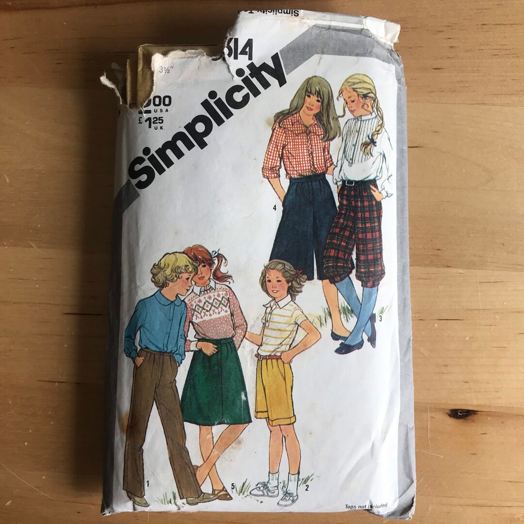 1981 Simplicity Pattern No. 5314: Girls' Straight-leg Pants, Knickers ...