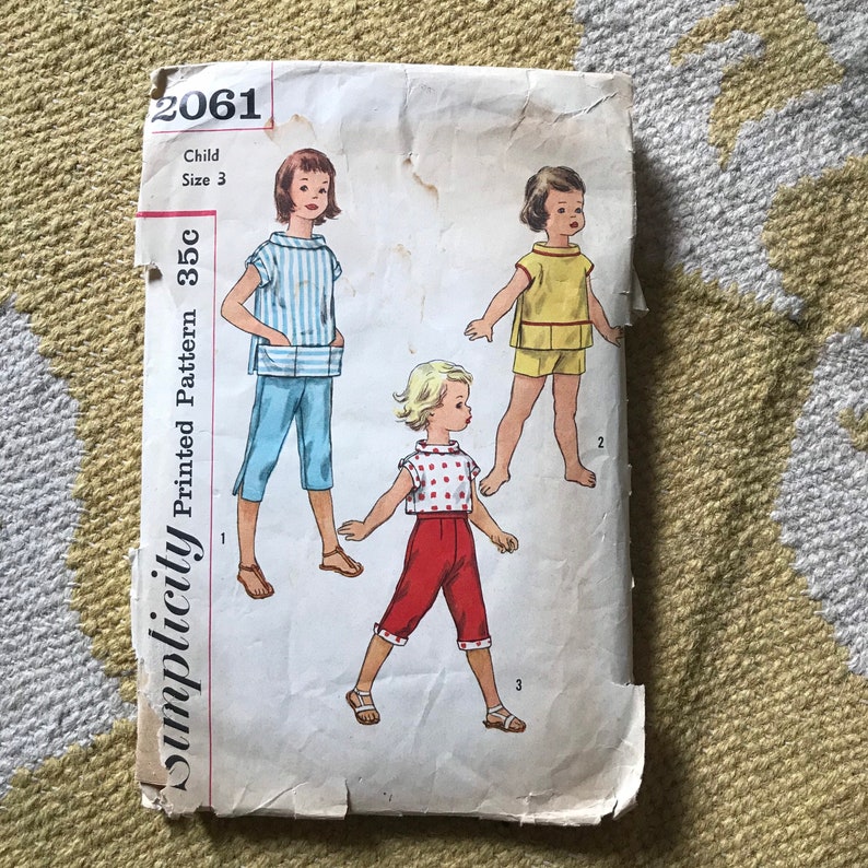 1960s Simplicity Pattern No. 2061: Childs Pedal Pushers - Etsy