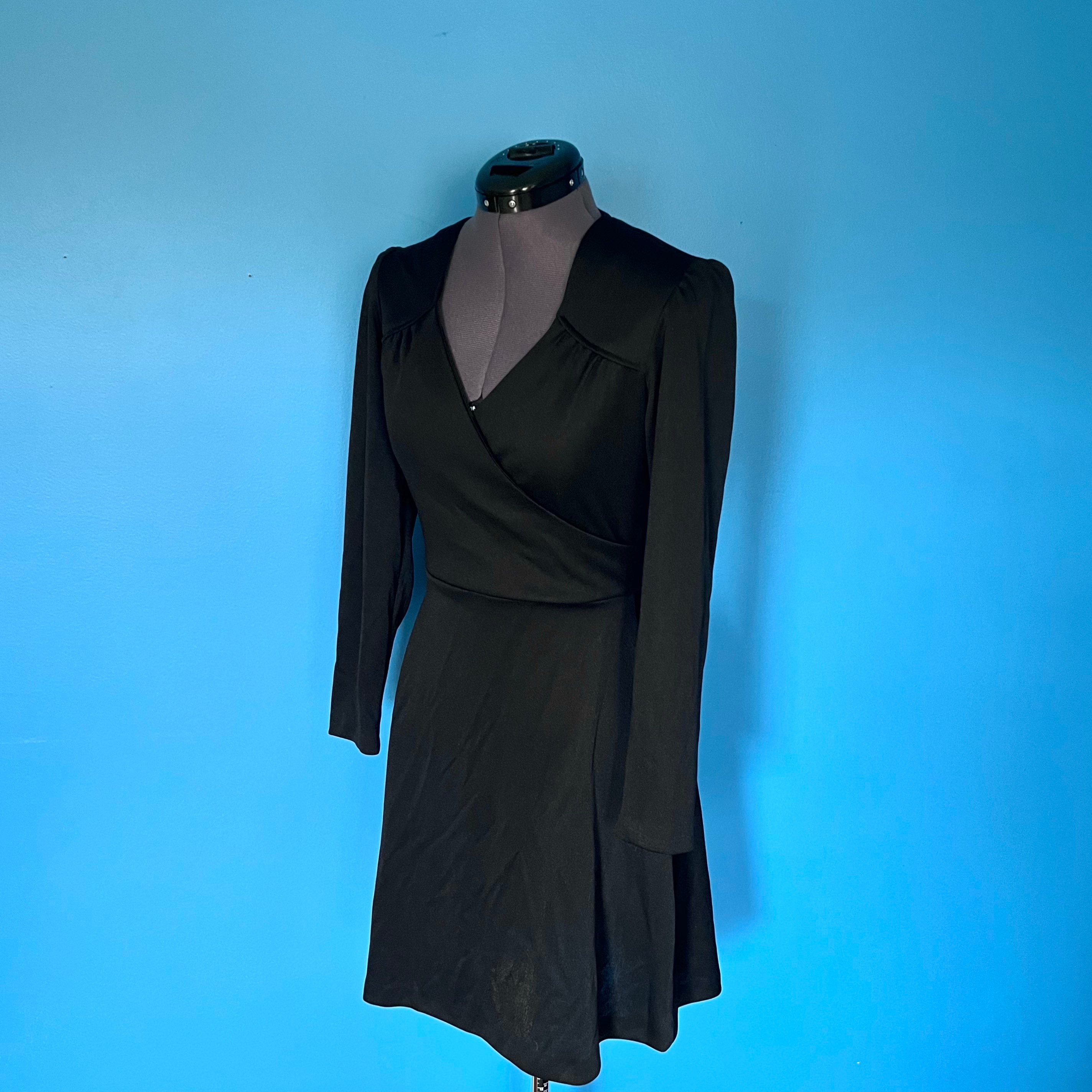 Spicy 1970s Black V-neck Jersey Skater Dress by Teena Paige - Etsy