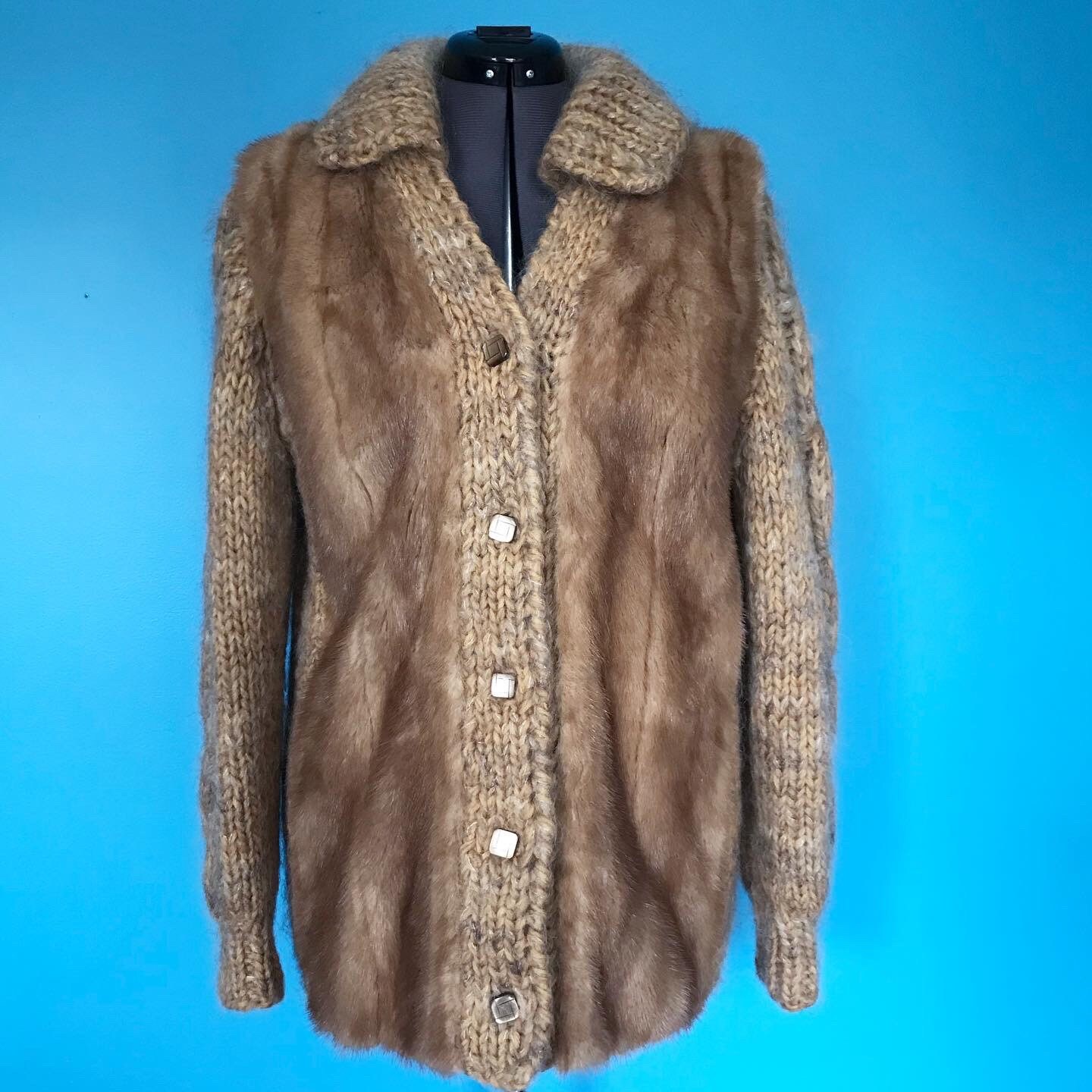 1970s Mr. Leonard Mink Sweater Coat / Mink Knit Coat / Sweater | Etsy