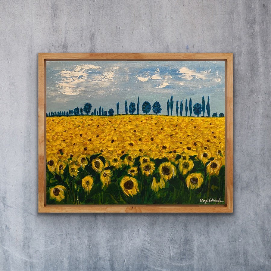 Sun Flower Fields Original Abstract Artwork. Landscape - Etsy