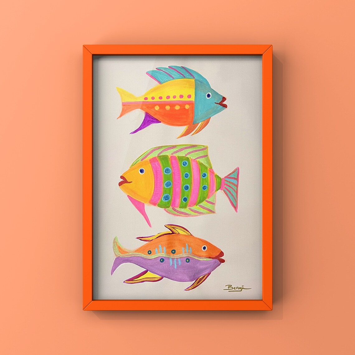 Colorful Fish Painting Hand Painted Fish Art. Happy Beach - Etsy