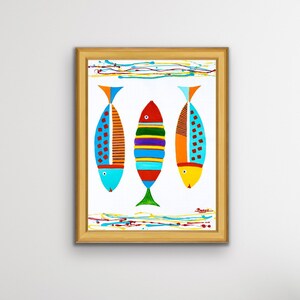 Colorful Fish Painting – Hand Painted Acrylic Beach Art - Etsy