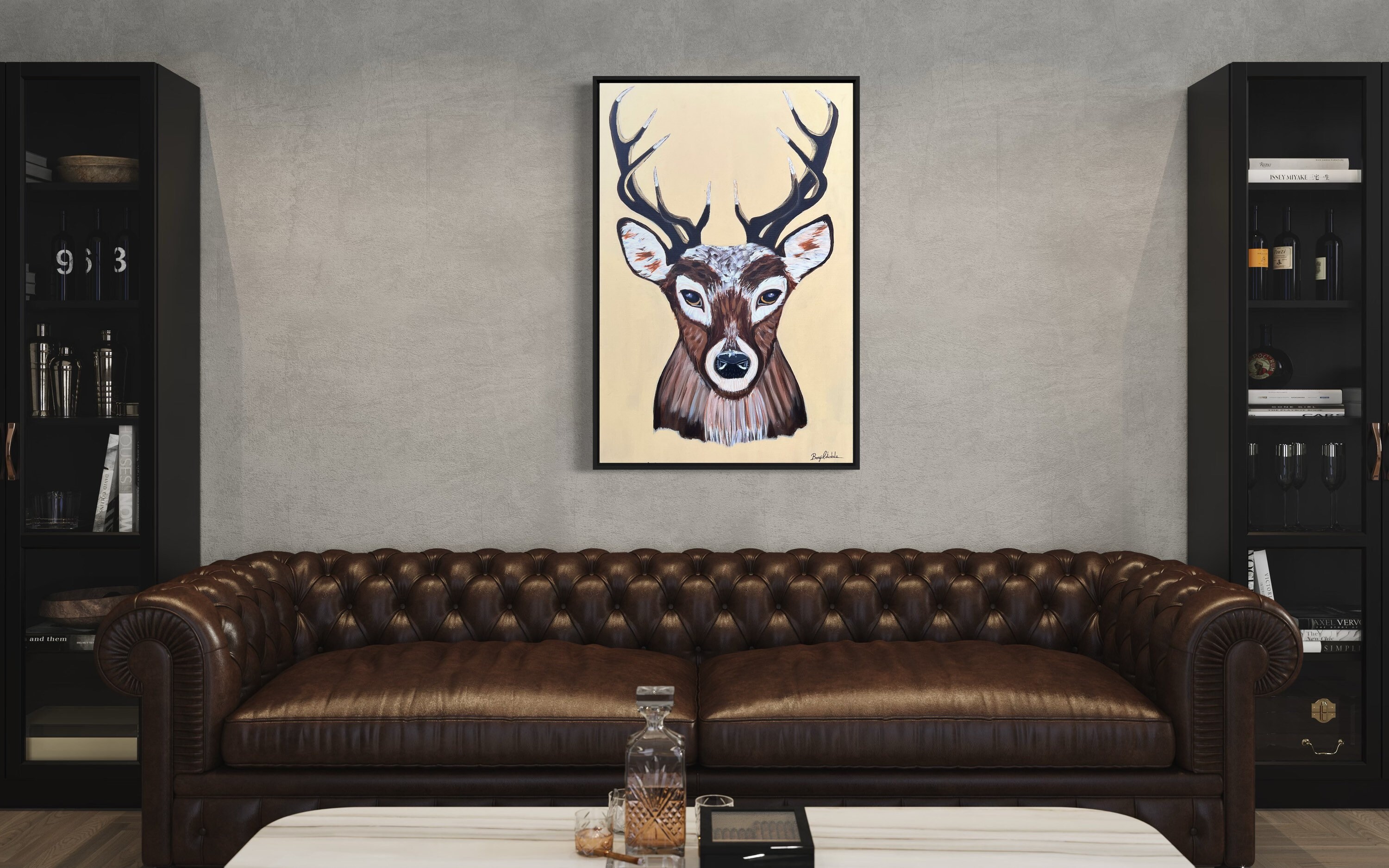 Ten Point Buck. Original Deer With Antlers Painting. Modern Deer ...