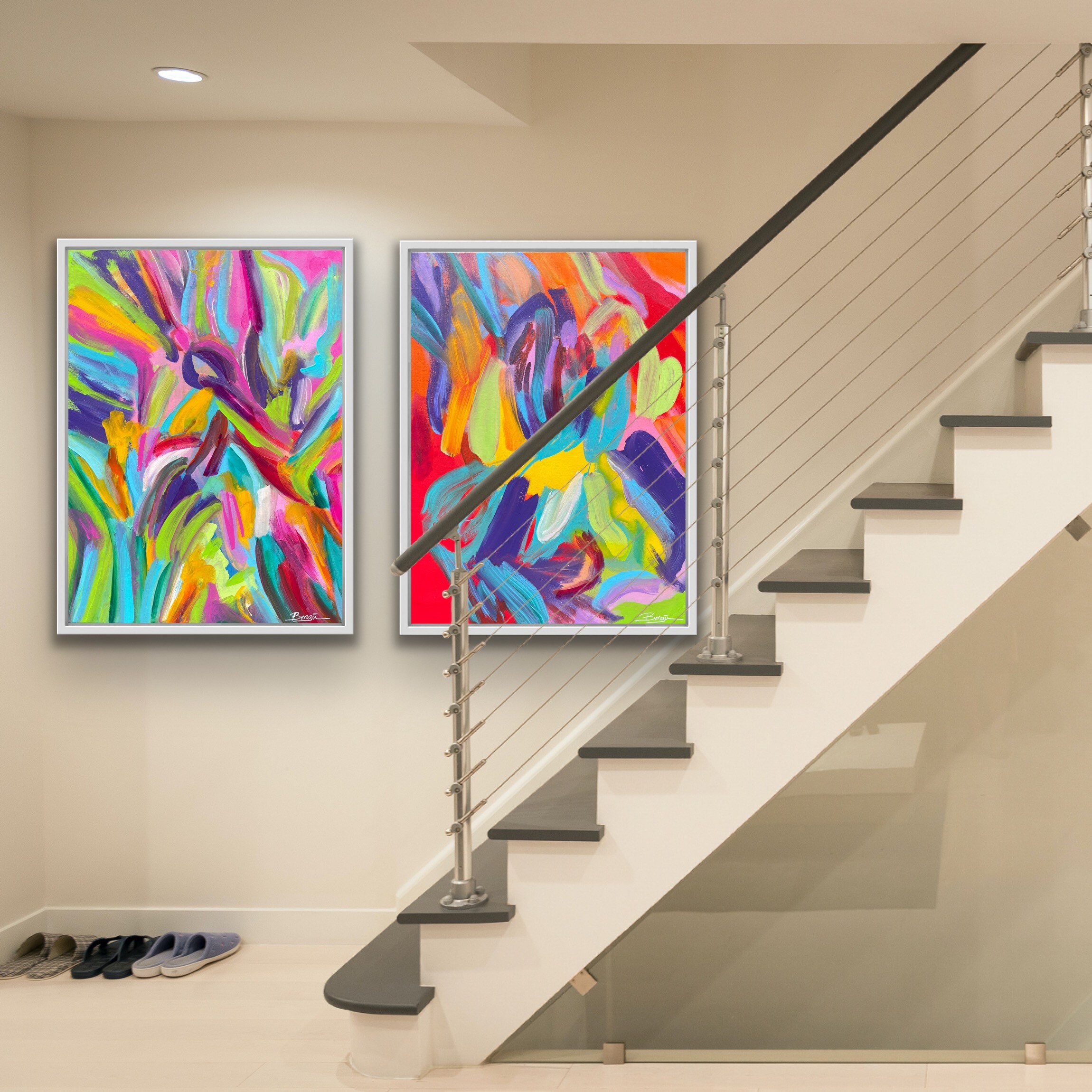 Three Piece Art Set: Tropics by Bengü ~ Original Colorful Large ...
