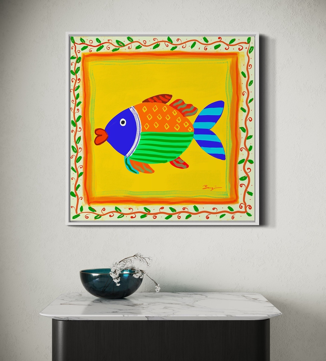 Fish Art - Fish Folk Art. Mexican Folk Fish Artwork. Colorful Ethnic ...