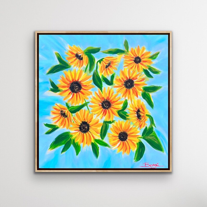 Sunflowers - One of a Kind Original Abstract Flower Painting. Modern ...