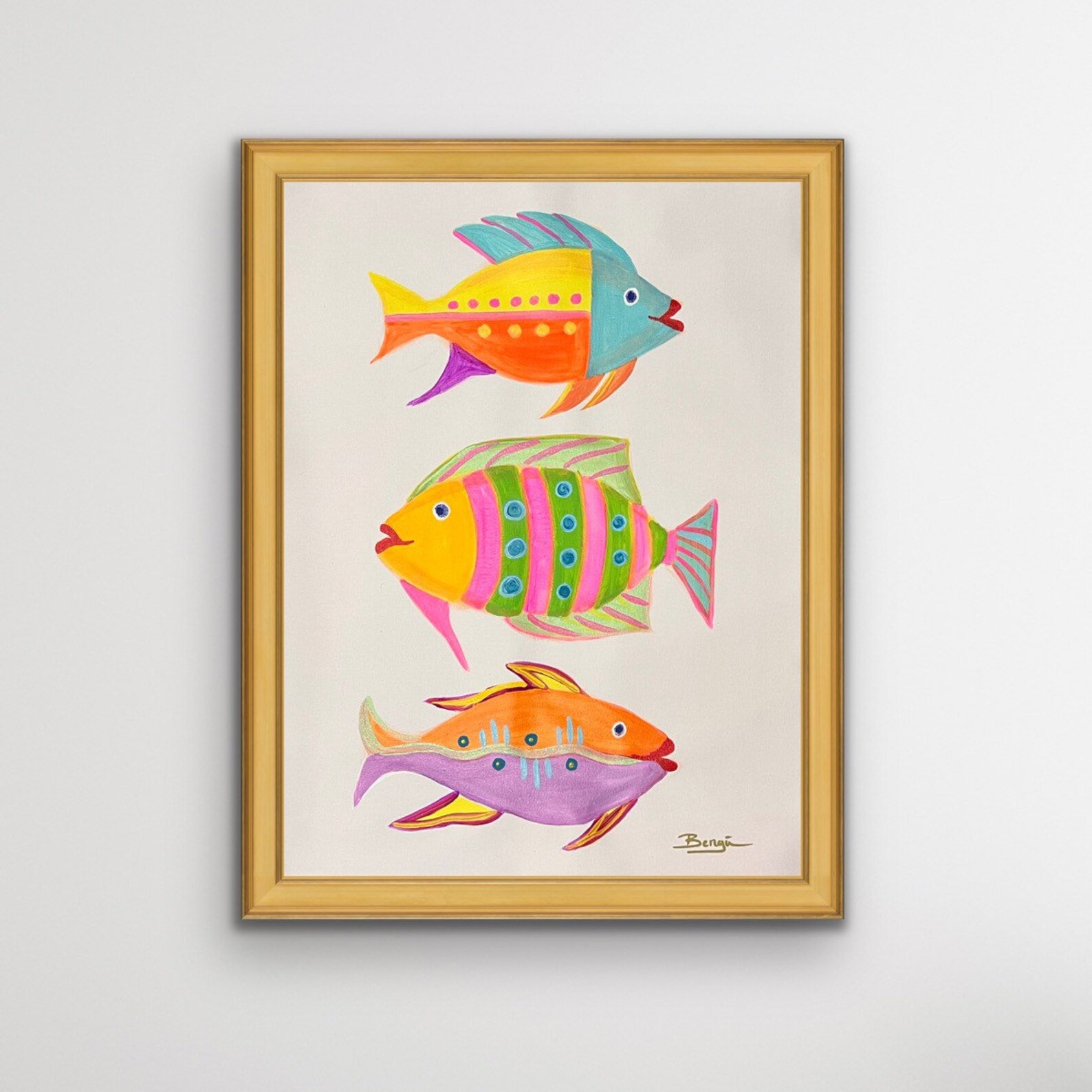 Colorful Fish Painting Hand Painted Fish Art. Happy Beach - Etsy