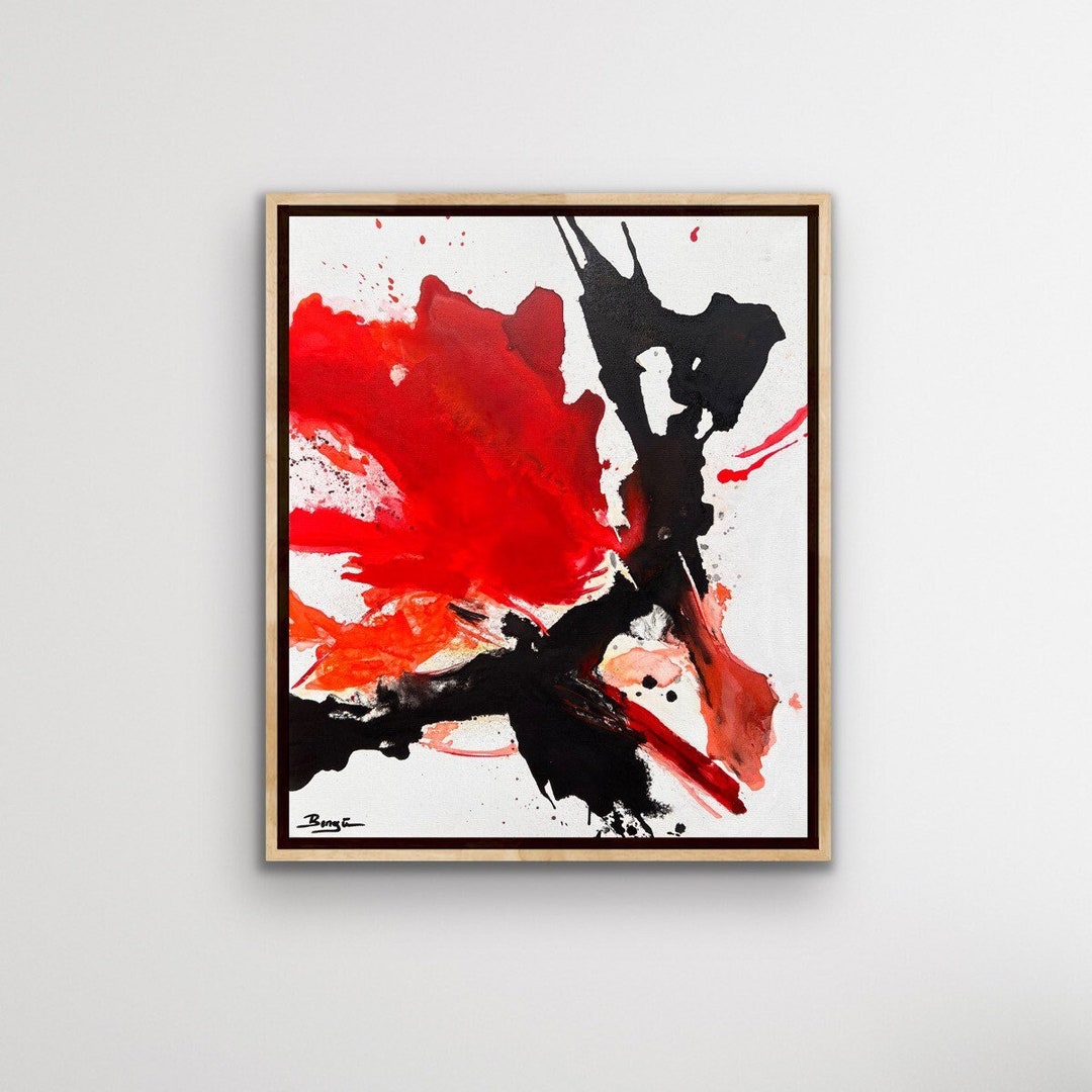Frontier 13. Original Abstract Modern Painting. Minimalist Red and ...