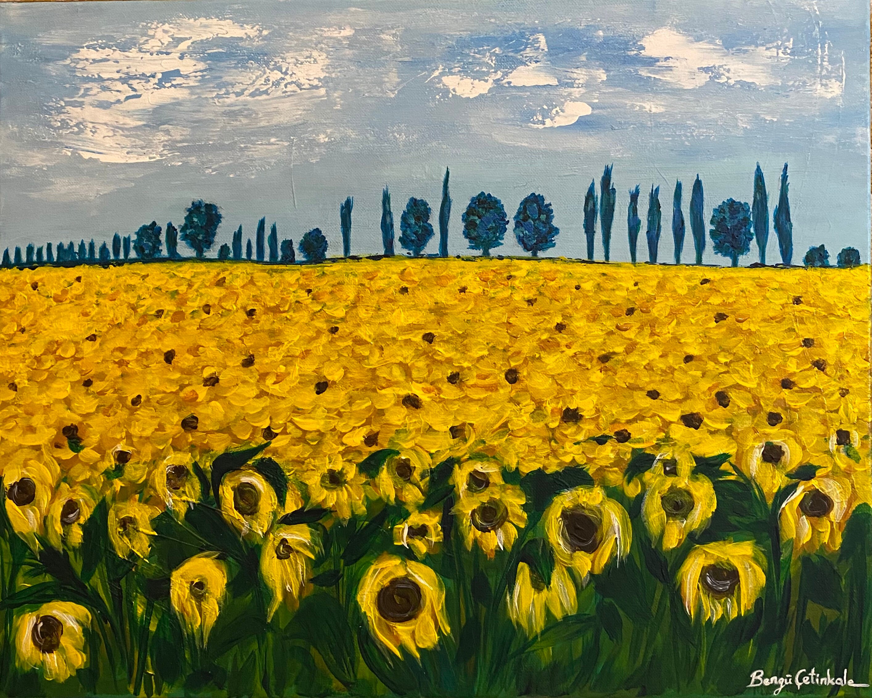 Sun Flower Fields Original Abstract Artwork. Landscape - Etsy