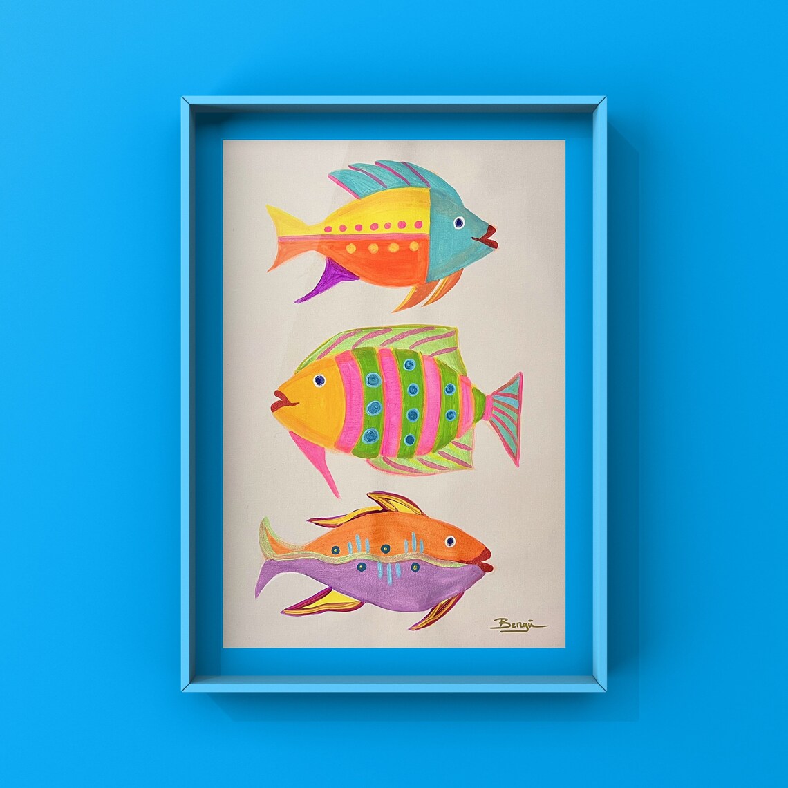 Colorful Fish Painting Hand Painted Fish Art. Happy Beach - Etsy