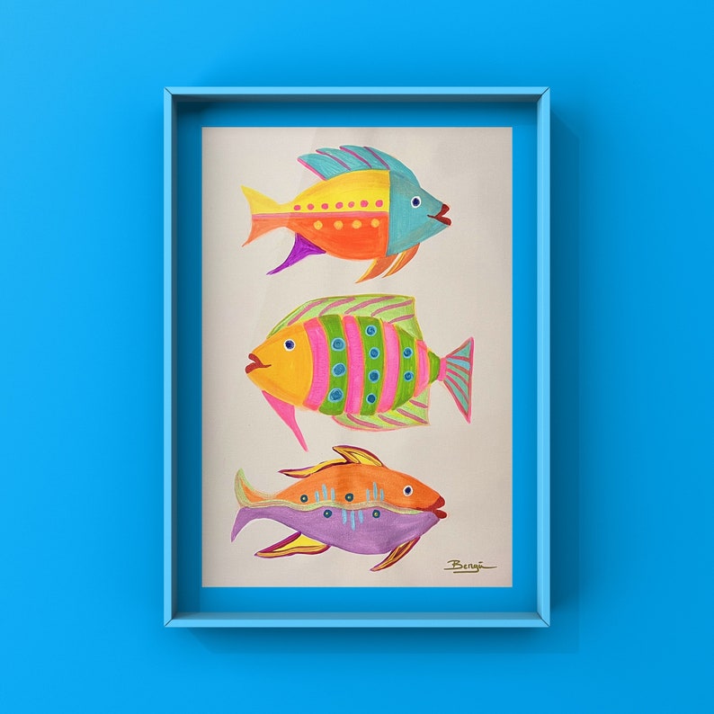 Colorful Fish Art Print – Hand-painted Beach Decor - Etsy