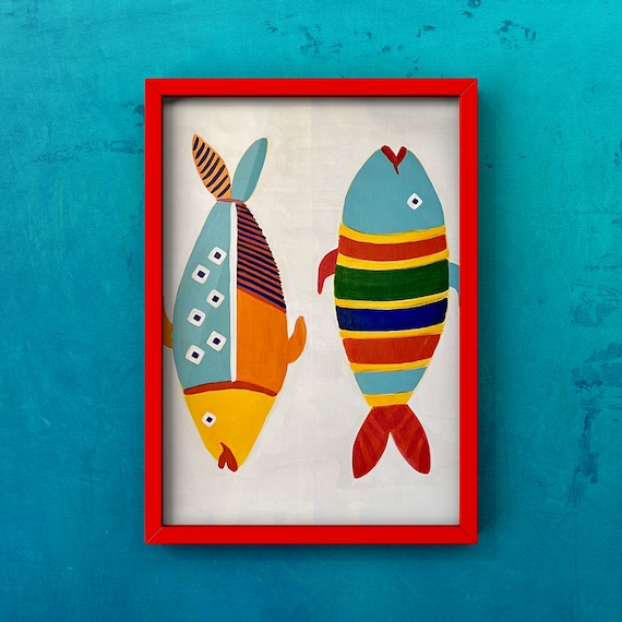 Colorful Fish Painting Hand-made Fish Art. Beach Art and - Etsy