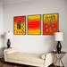 Original 3 Piece Wall Art Set: Mexican Sunset by Bengü. Abstract Wall ...