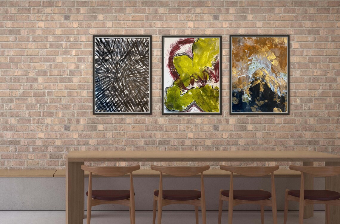 Trio Set: Novelty Original Unique Contemporary Art. Mid - Etsy