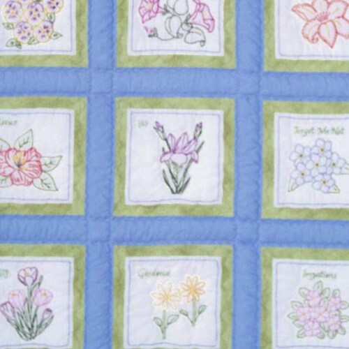 Flowers pre-printed Cross Stitch & Embroidery Blocks By: - Etsy