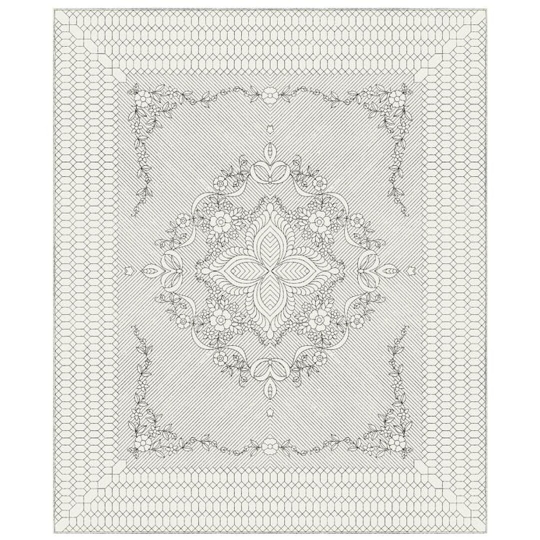 Garden Bouquet Natural *pre-stenciled Wholecloth Quilt Top With Binding ...