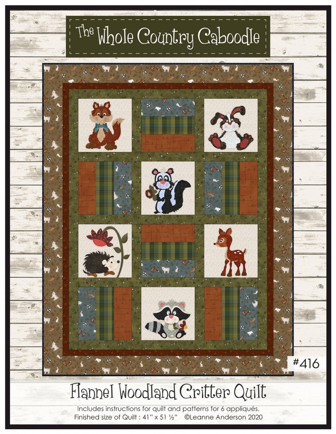 Flannel Woodland Critter quilt Pattern By: the Whole Country Caboodle ...