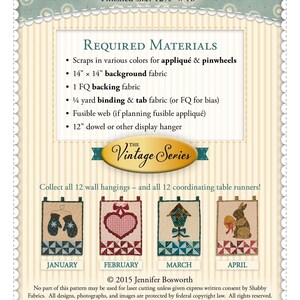 The Vintage Series: December Wall Hanging applique Sewing Pattern by ...