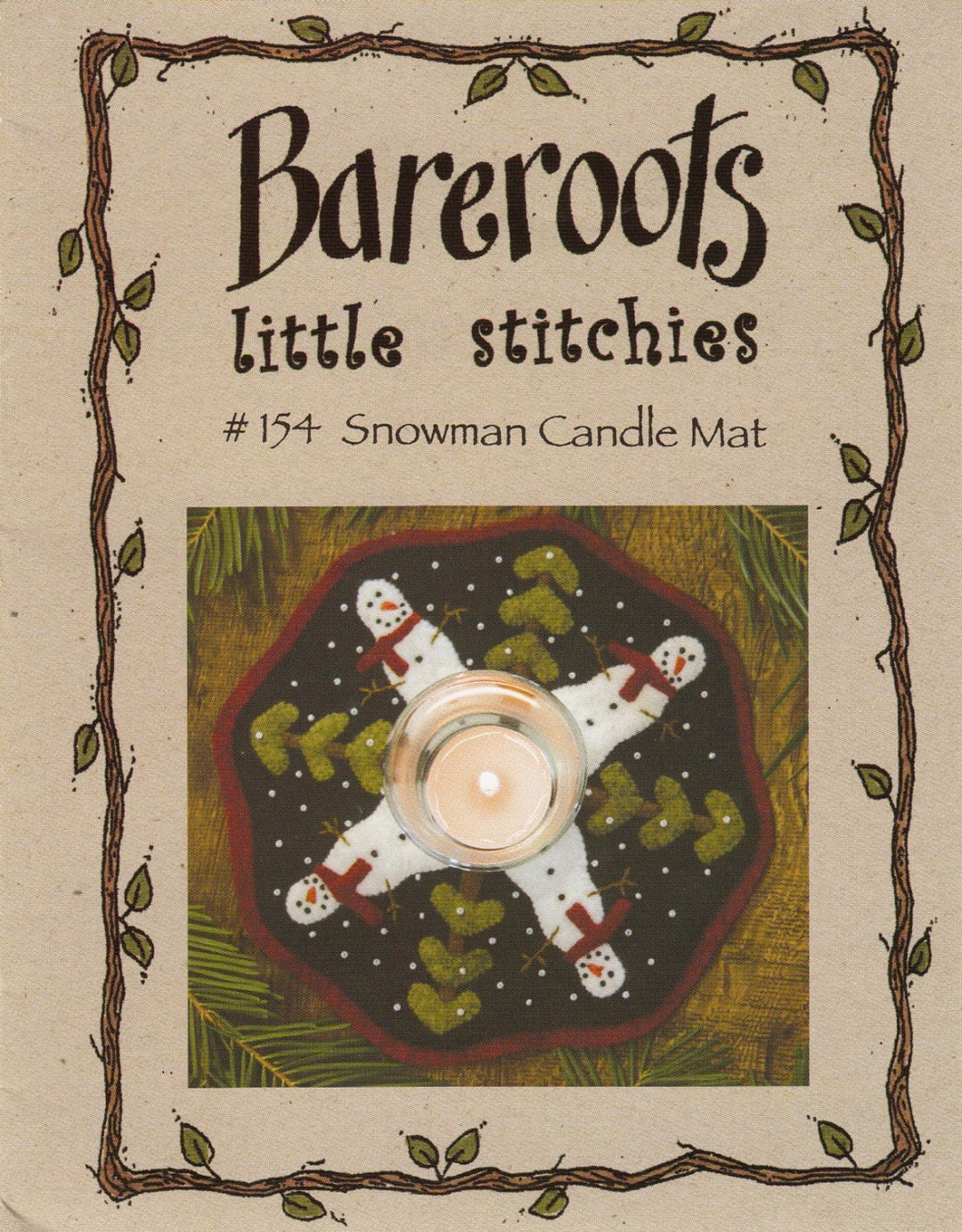 Snowman Candle Mat little Stitches Kit By: Barri Sue Gaudet - Etsy