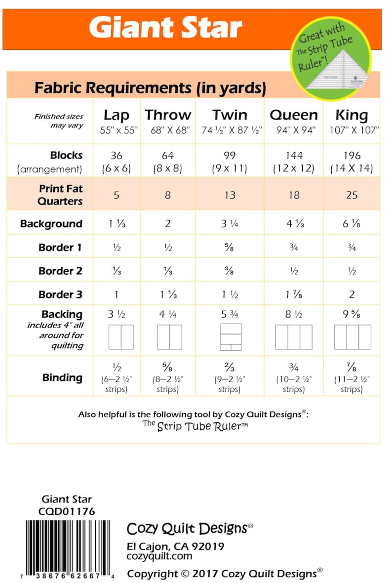 GIANT STAR *quilt Pattern* By: Cozy Quilt Designs CQD01176 - Etsy