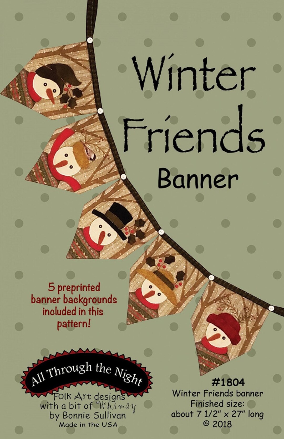 Winter Friends **5 Preprinted Banner Backgrounds Kit**pattern Included ...