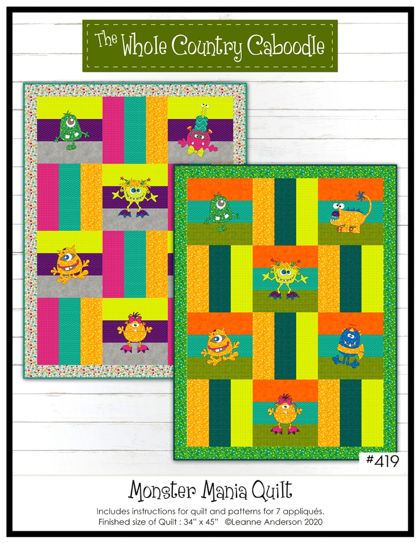 Monster Mania *quilt Pattern* By: Leanne Anderson - the Whole Country ...