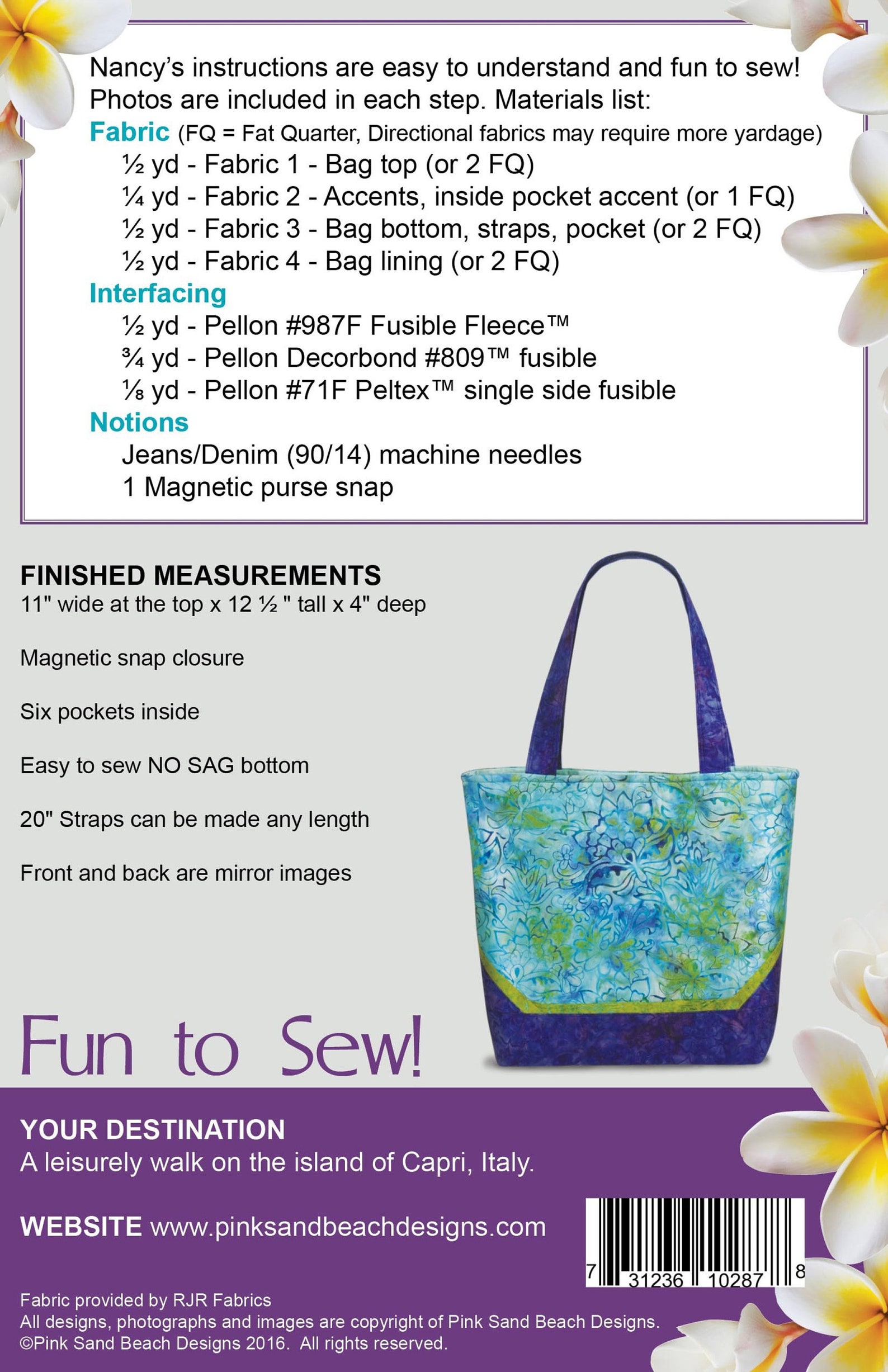 Capri Carryall *sewing Pattern* From: Pink Sand Beach Designs - Etsy