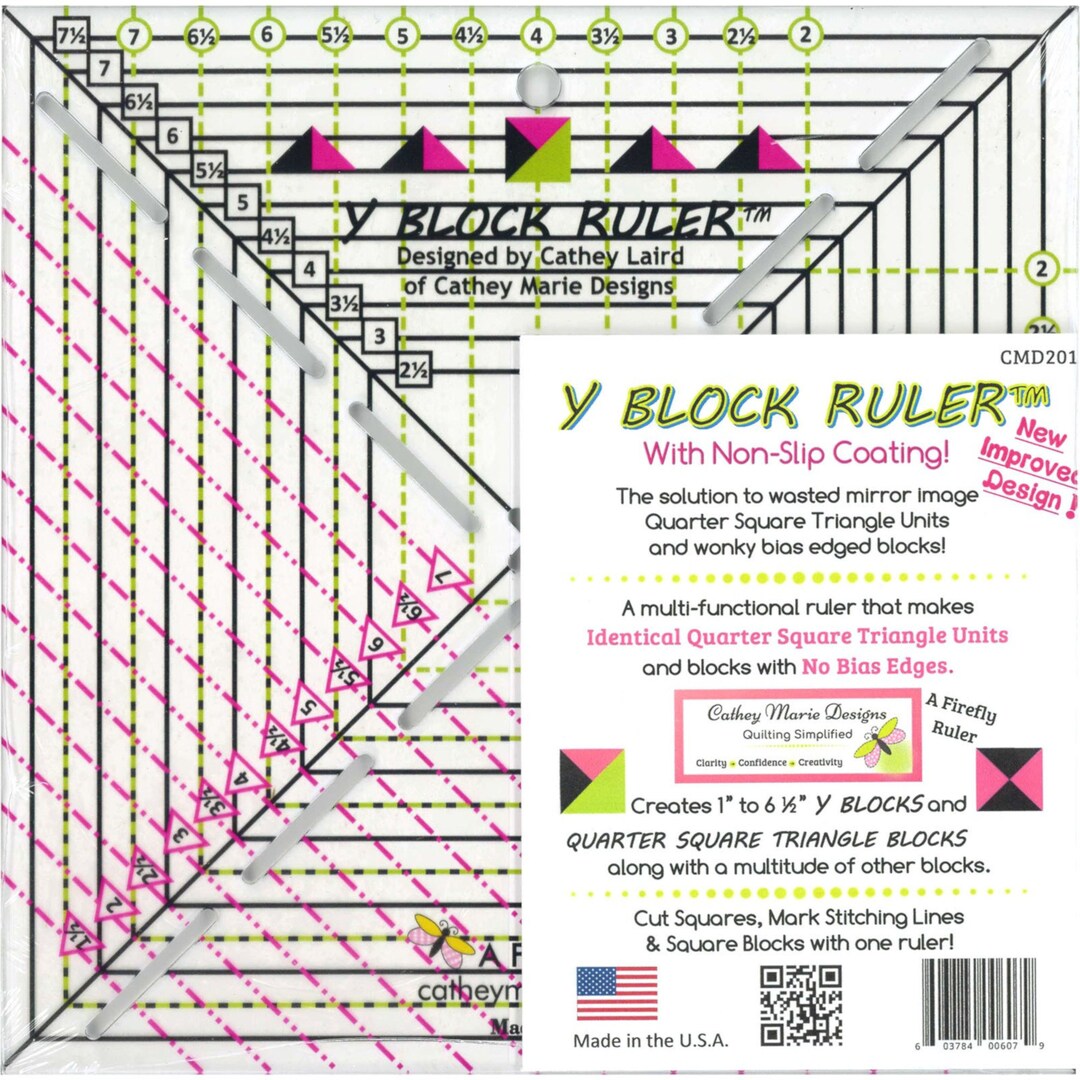 Y BLOCK Ruler NEW Design With Slip Stop Grips Designed By: Cathey Laird ...