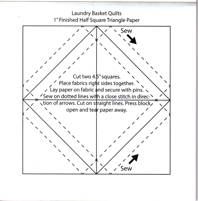 1 Inch Finished Half Square Triangle Paper*for Charm Packs *package of ...