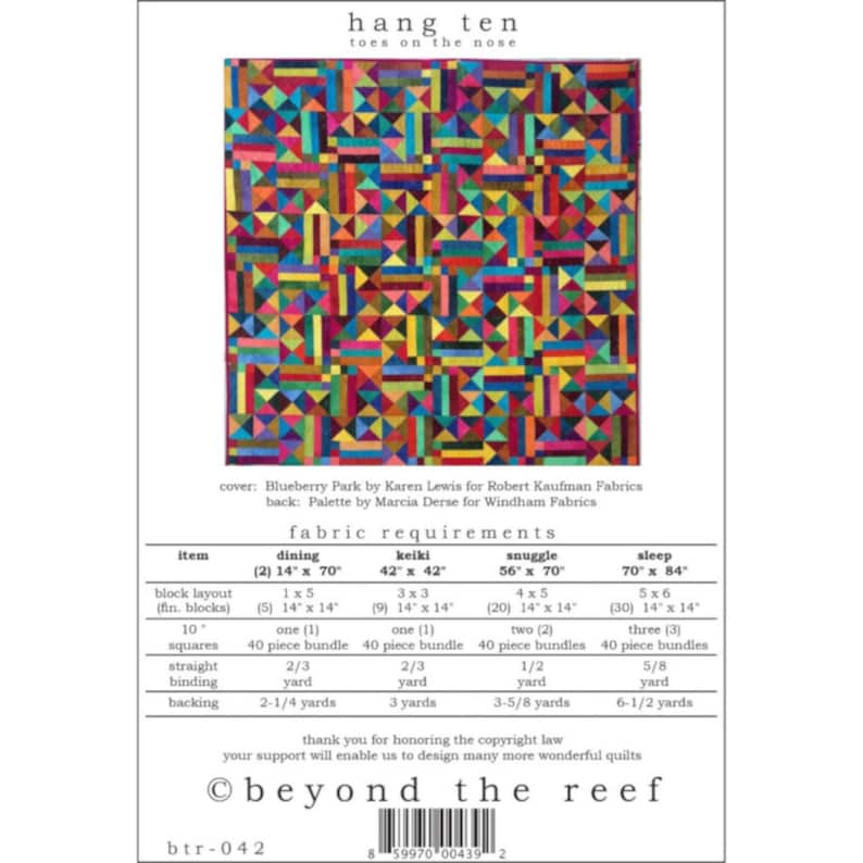 Hang Ten (toes on the Nose) *quilt Pattern - Layer Cake Friendly* From ...