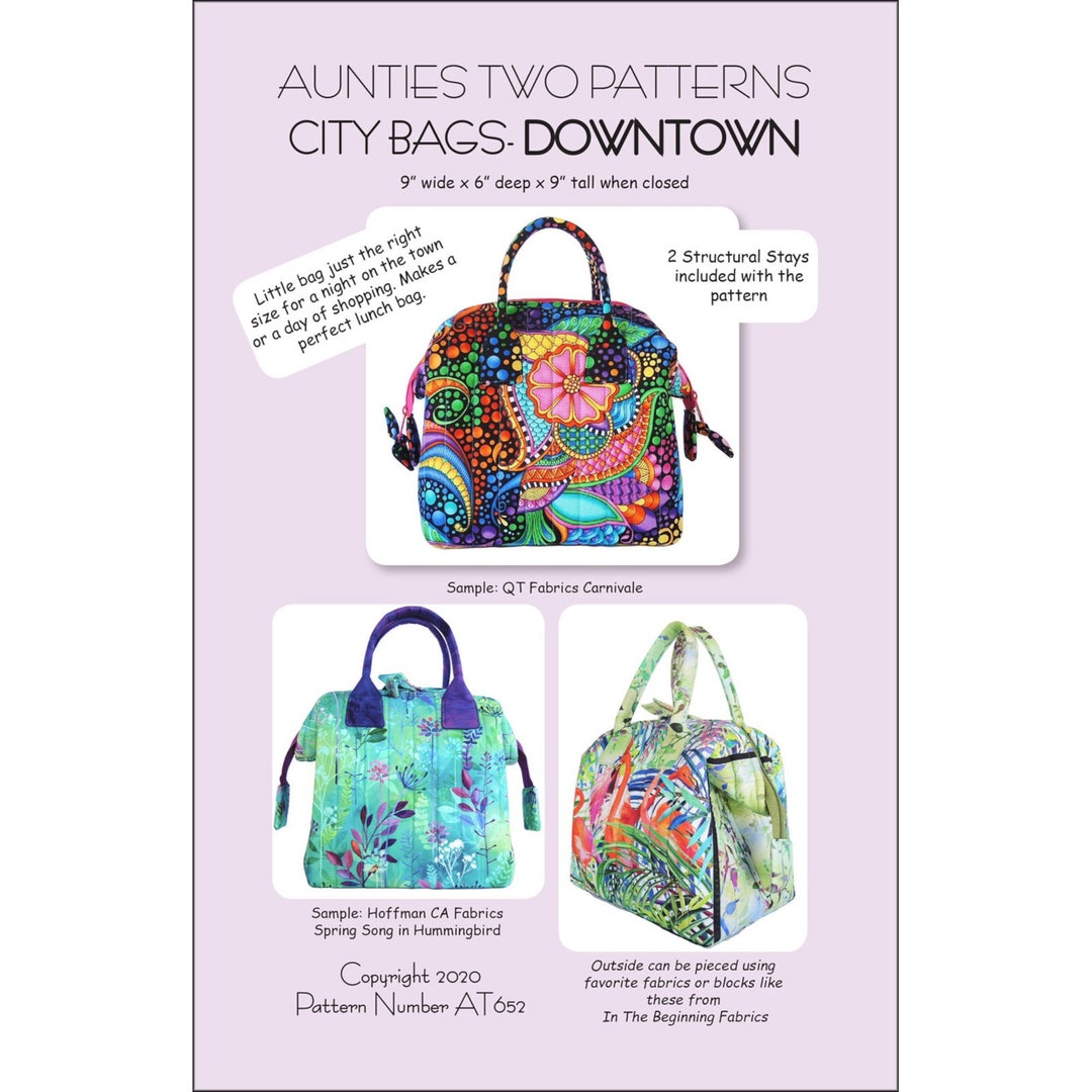 City Bags Downtown sewing Pattern Metal Stays From: Aunties Two ...