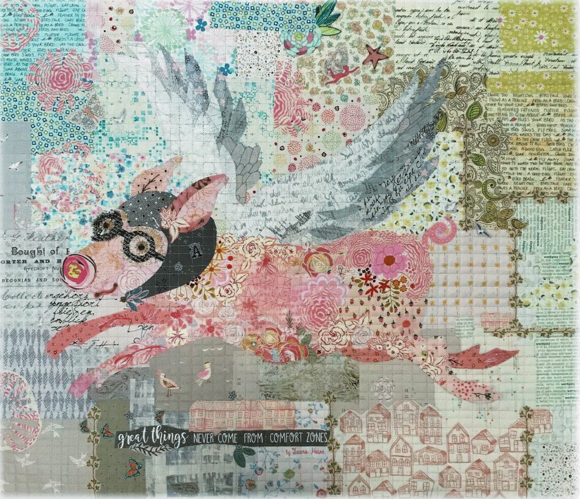 Aviatrix... *flying Pig Collage Pattern* By: Laura Heine - Fiberworks ...