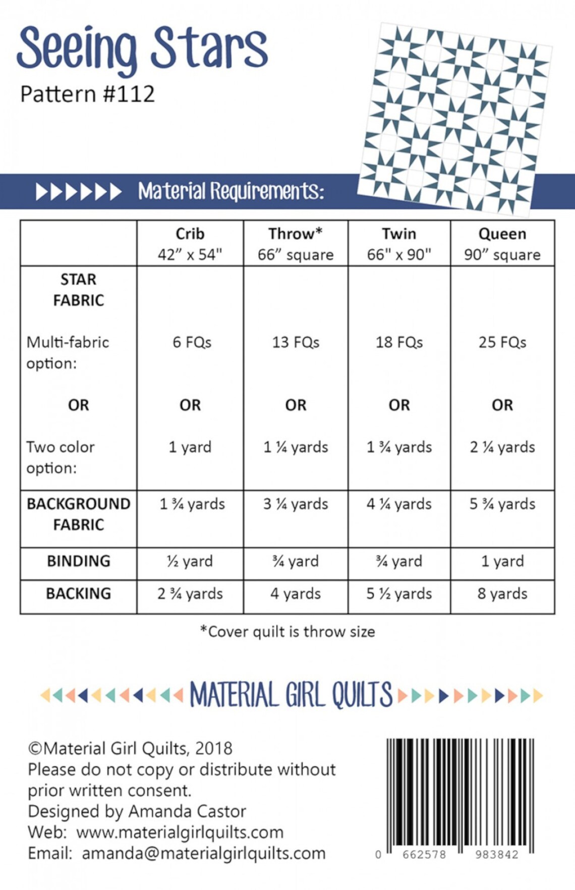 Seeing Stars quilt Pattern By: Material Girl Quilts 112 - Etsy