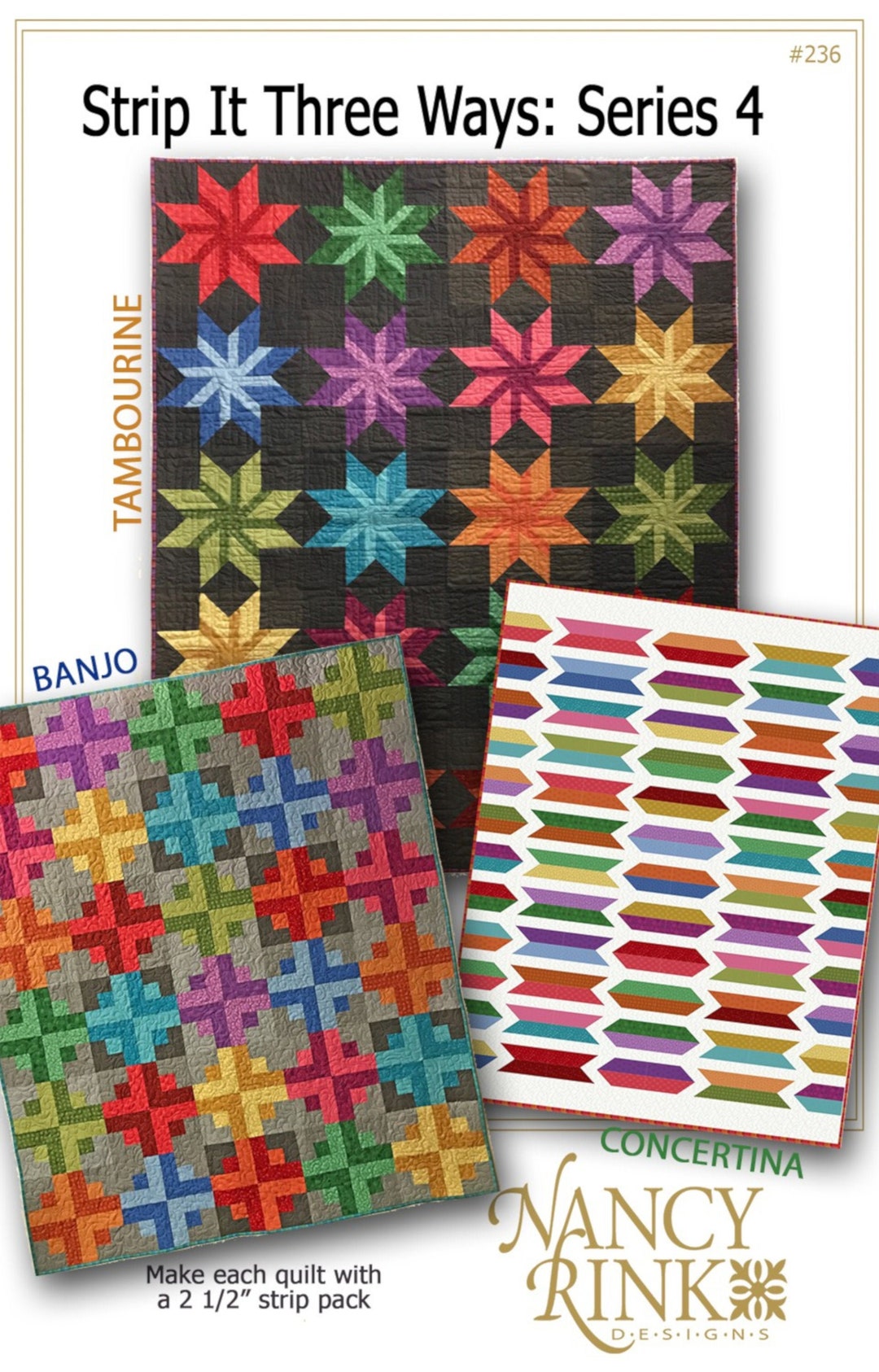 Strip It Three Ways -series 4 Banjo - Tambourine - Concertina *quilt ...