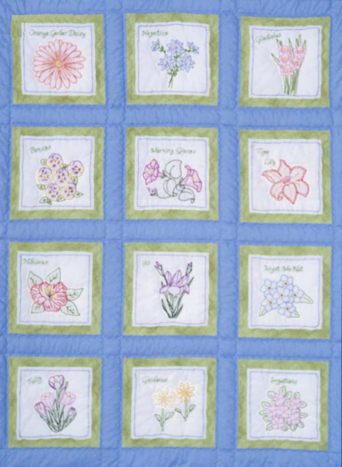 Flowers pre-printed Cross Stitch & Embroidery Blocks By: - Etsy
