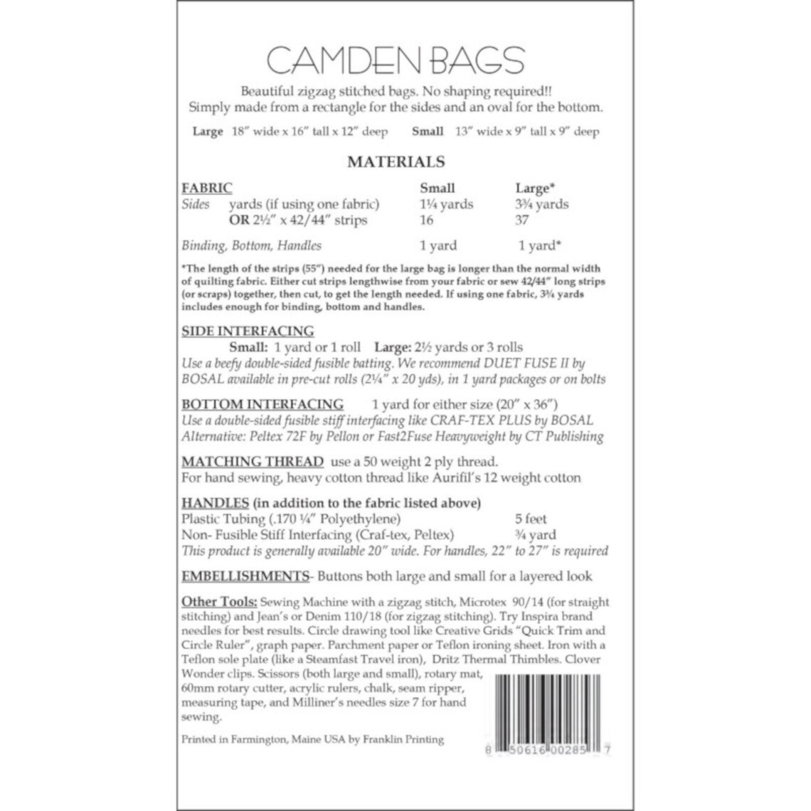Camden Bags *sewing Pattern* From: Aunties Two Patterns AT285 - Etsy