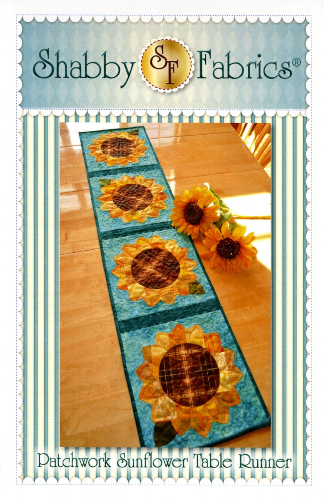 Patchwork Sunflower table Runner Pattern By: Shabby Fabrics SF48634 - Etsy