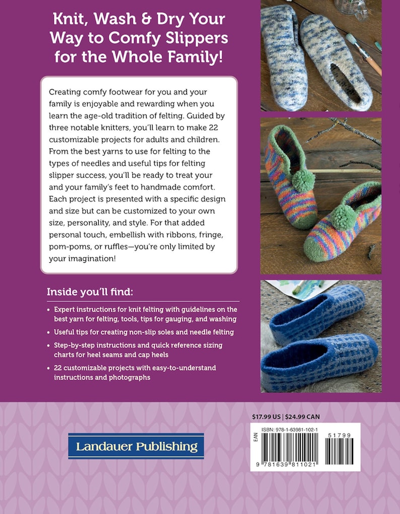 Knitting and Felting Slippers *slipper Pattern Book* By: Sabine Abel ...