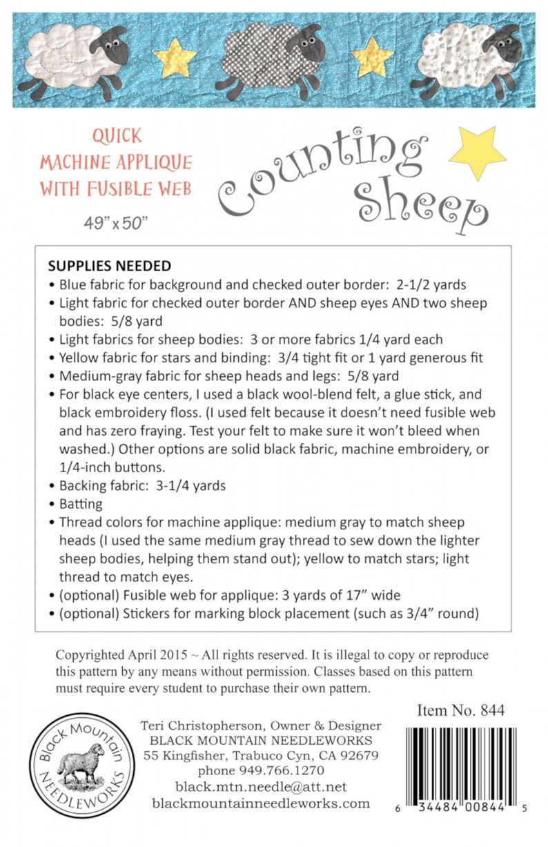 Counting Sheep applique Baby Quilt Pattern From: Black - Etsy