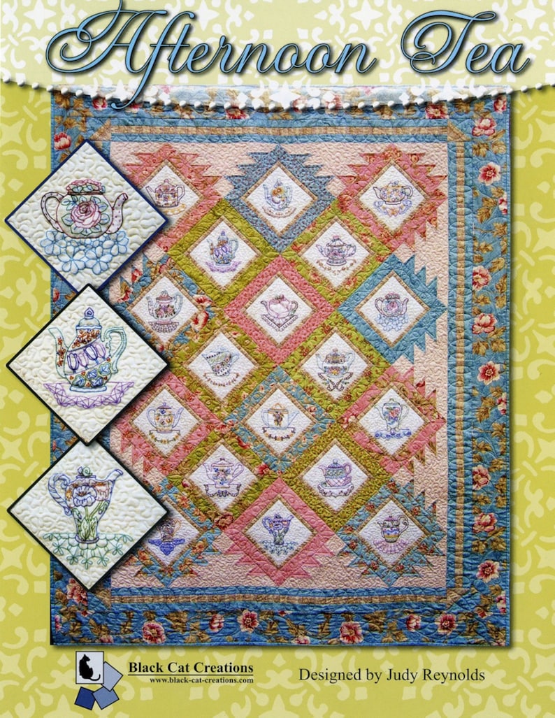 AFTERNOON TEA *quilt Pattern - Hand Embroidery Version* By: Black Cat ...