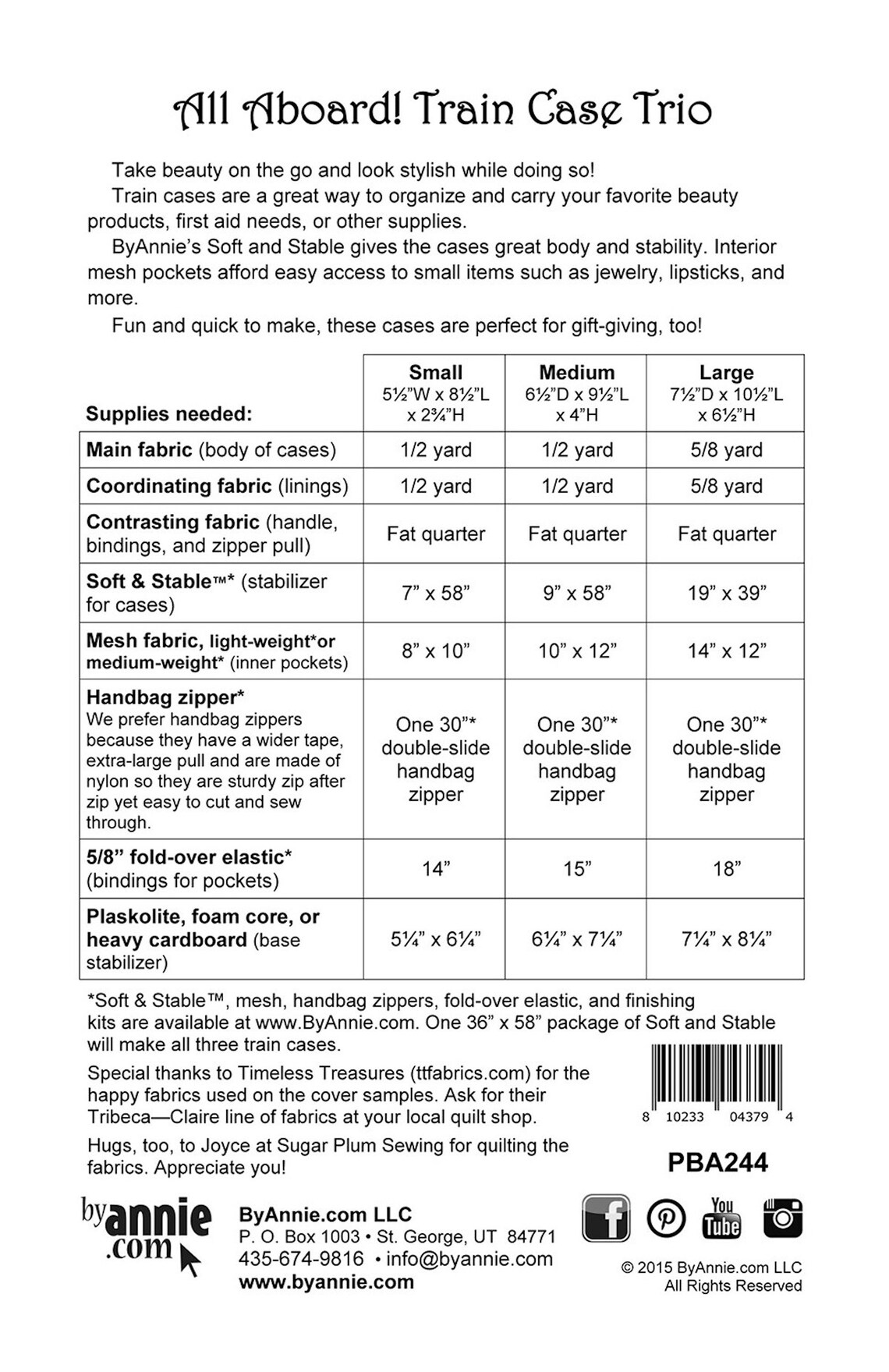 All Aboard! Train Case Trio *bag Sewing Pattern* From: by Annie PBA244 ...