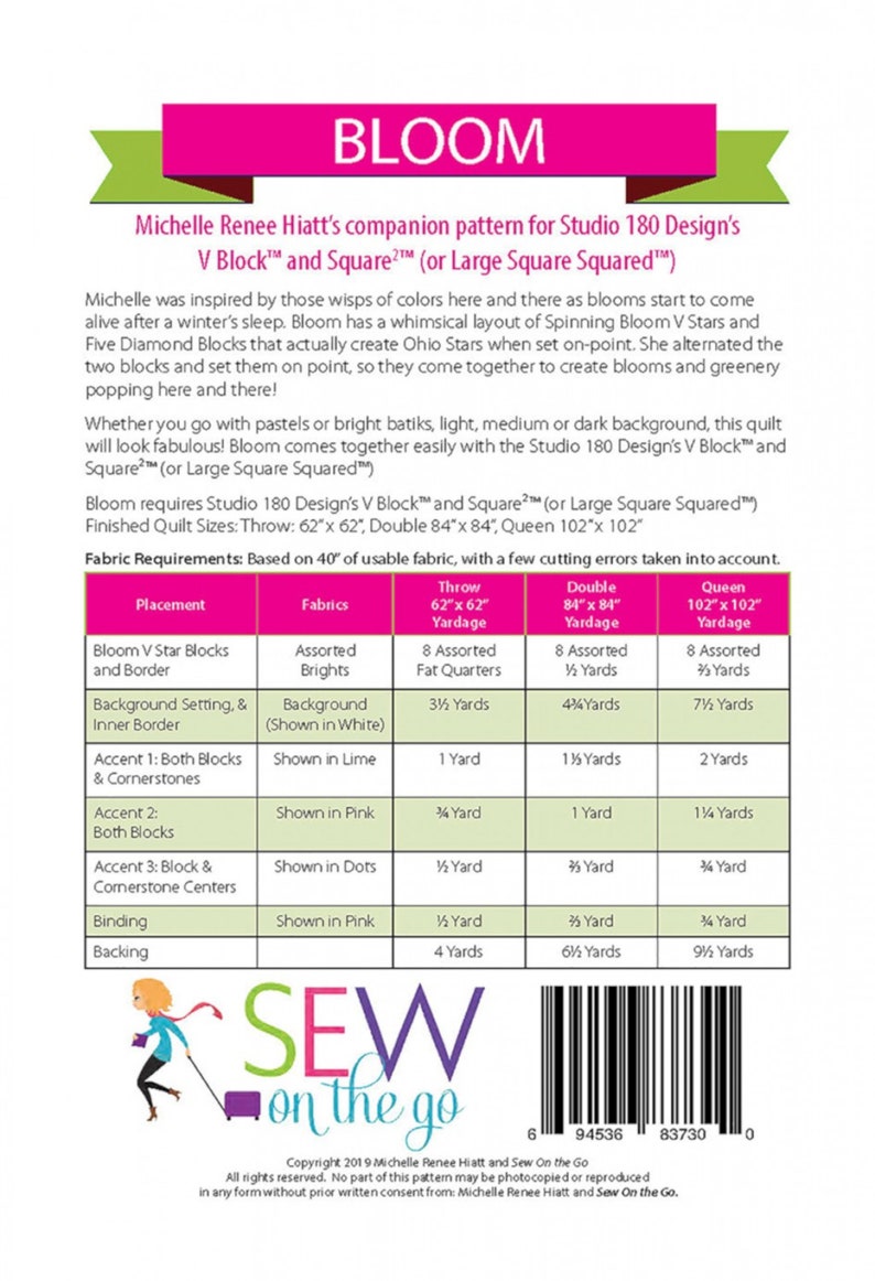 BLOOM quilt Pattern By: Sew on the Go SOTG017 - Etsy