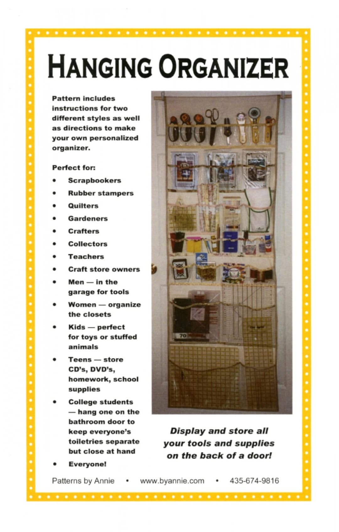 HANGING Organizer Pattern by Annie.com PBA136 - Etsy