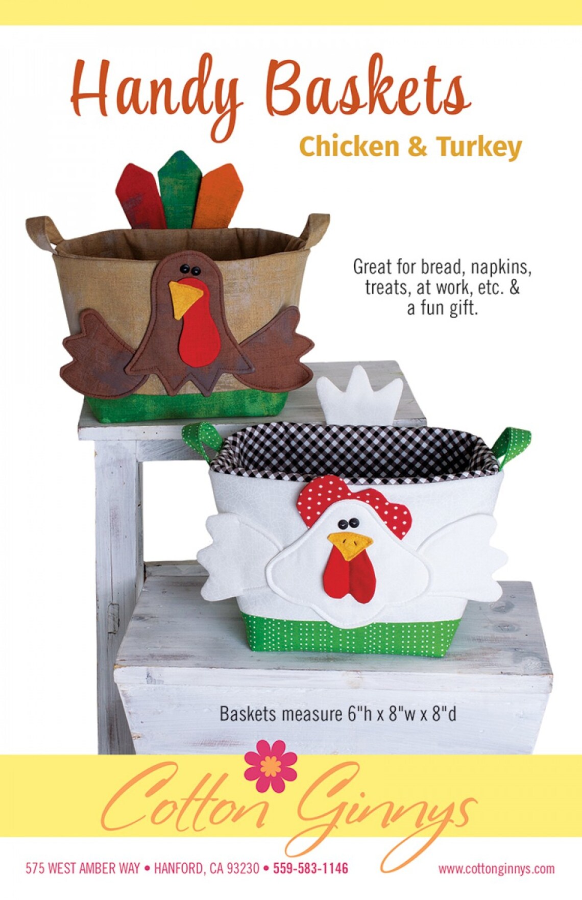 Handy Baskets Chicken & Turkey pattern From: Cotton Ginnys - Etsy